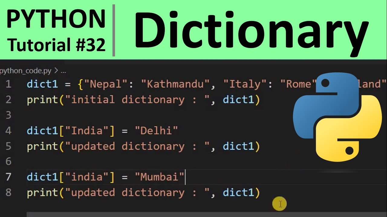 Python Tutorial #32 - Dictionary in Python Programming for Beginners