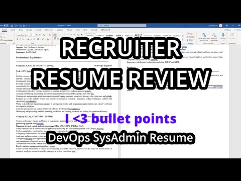 Recruiter Resume Review: DevOps Engineer or SysAdmin