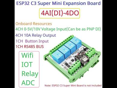 DC 7-24V ESP32 C3 Super Mini Expansion Board 4AI-4DO RS485 Relay Module