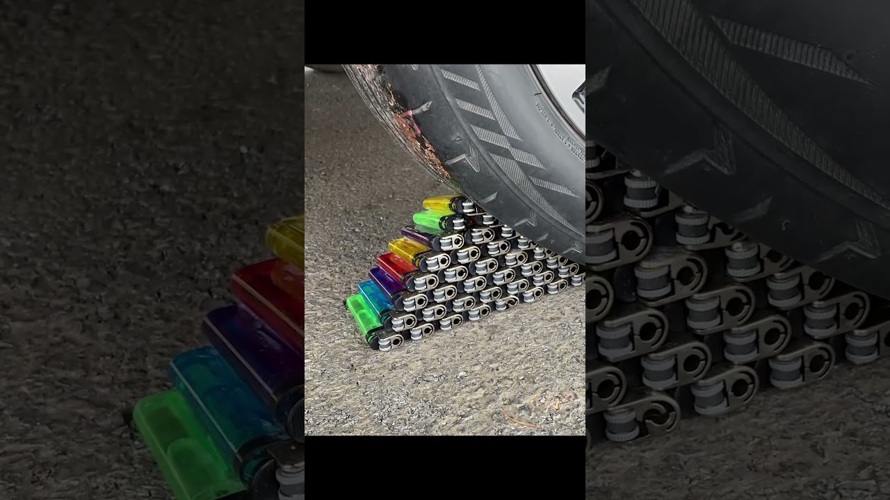 Crushing Crunchy & Soft Things by Car! EXPERIMENT Car vs lighters #shorts #asmr #asmrsound