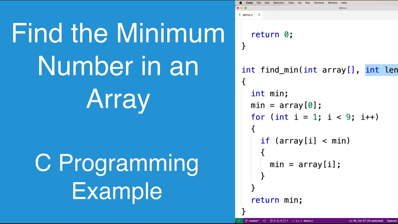 Find the Minimum Number in an Array | C Programming Example
