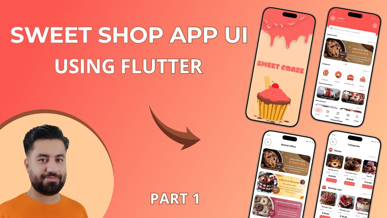 Sweet Shop App UI | Flutter UI design for Beginners | Mobile app development | Flutter project