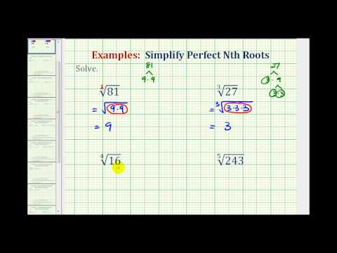 Ex: Simplify Perfect Nth Roots – Radicals | Math Help from Arithmetic ...