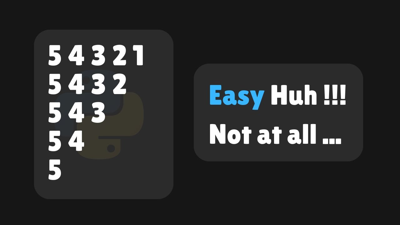 Reverse Number Pattern in Python Using For Loop