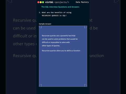 What are the benefits of using RECURSIVE QUERIES | SQL Shorts | #sqlinterviewquestionsandanswers