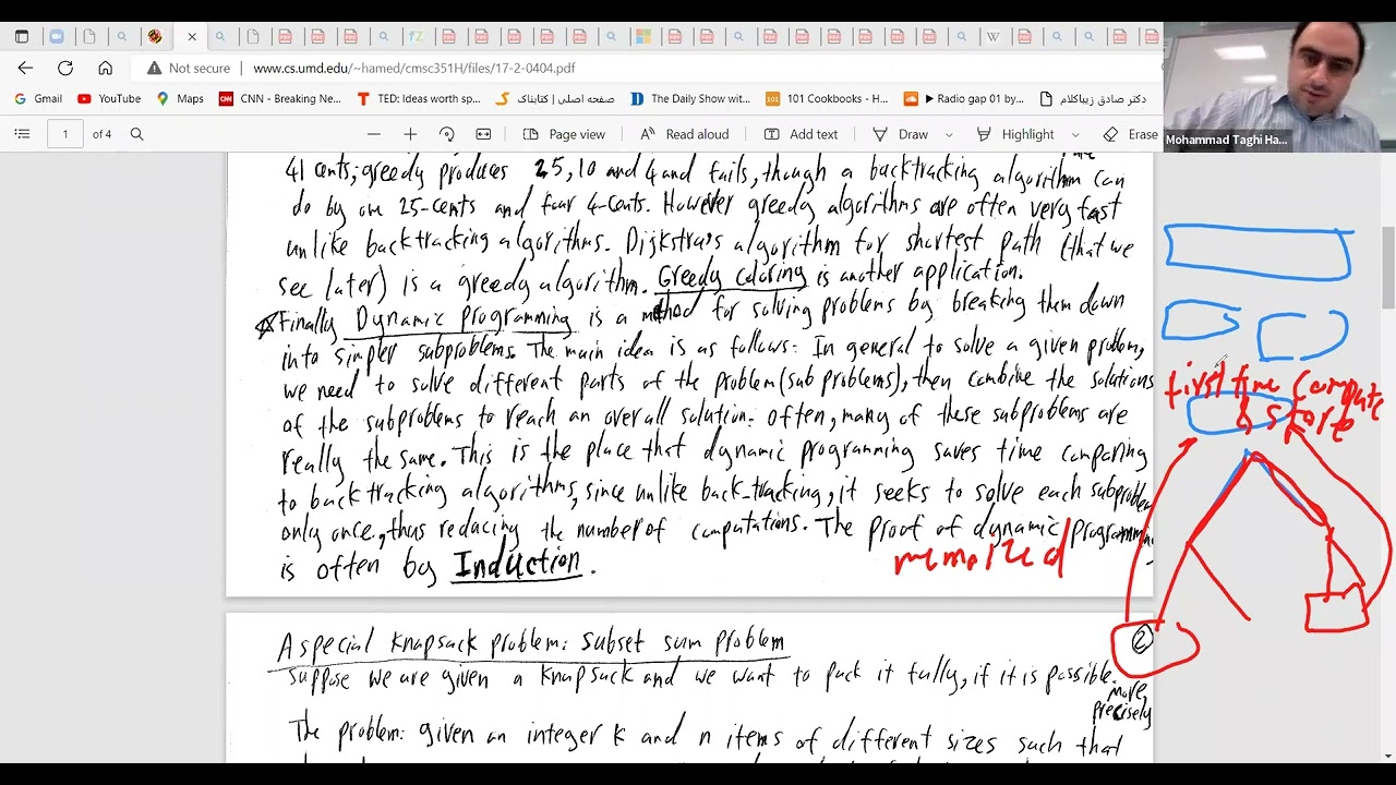 Lesson 20: Introduction to Algorithms by Mohammad Hajiaghayi: Greedy, Backtracking, Dynamic Program