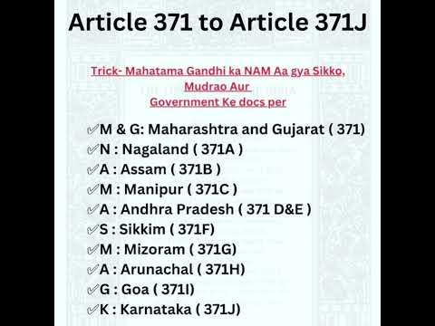 Trick to remember article 371 to article 371J #upsc #upsccse #upscmotivation #upscprelims #upscexam