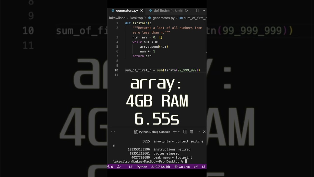 Python generator in 30 seconds #shorts
