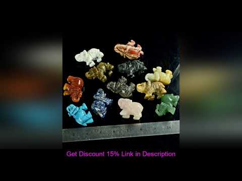 Wholesale Elephant Statue 12 pieces Mixed 40mm Carved Gemstone Elephant Crystal Figurines for Home