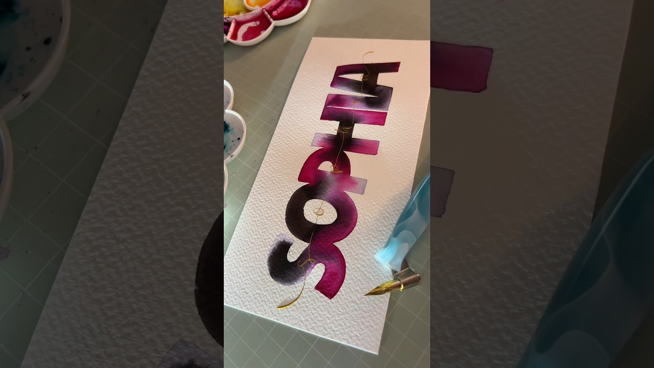 S O P H I A 🩷 #lettering #watercolour #ecolineink #sophia #blocklettering