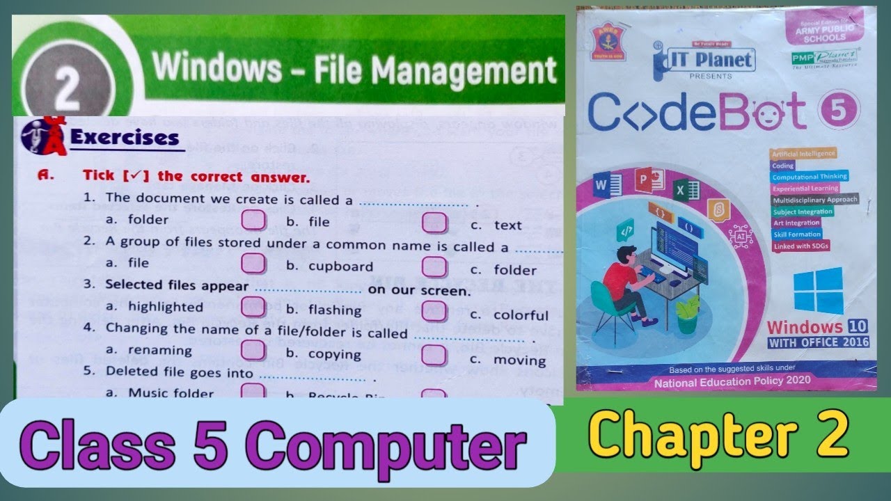 Exercises Ch: 2.Windows - File Management | Class 5 Computer | #aps #codebot