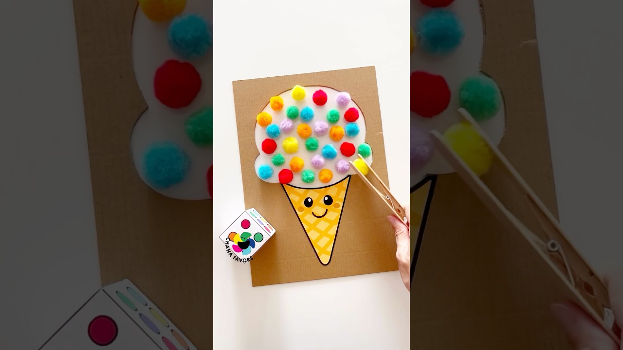 Kids Activity 🧩 | Pom Pom Ice Cream Fun - #printables  PDF #chanafavors  #shorts  #kidsactivities