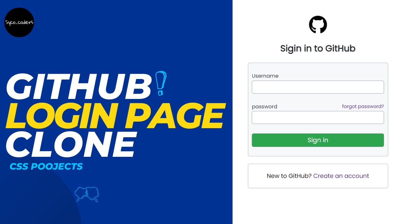 GitHub login page clone || CSS PROJECT || HTML CSS || FREE SOURCE CODE || SYCO CODERS @freecodecamp
