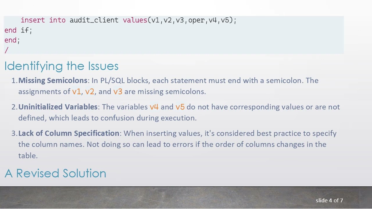 Fixing Compilation Errors in Your PL/SQL Trigger Code