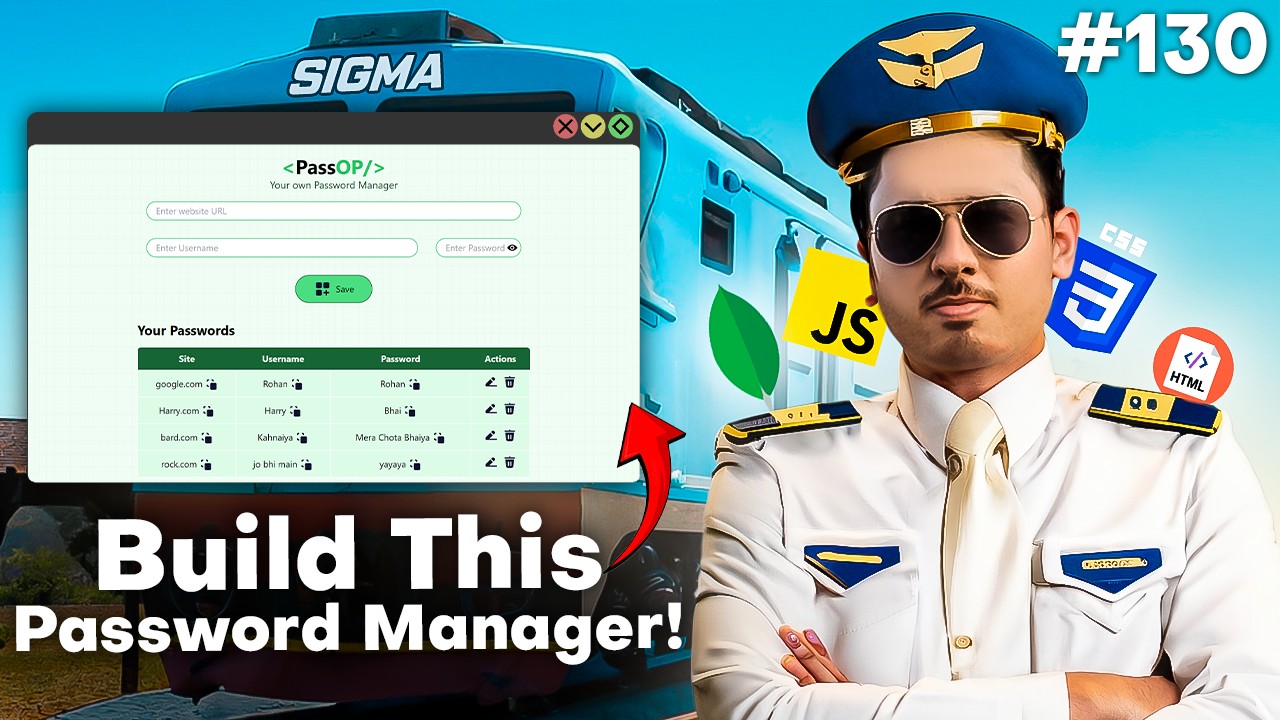 React Project: Password Manager using React, Tailwind, MongoDB & Express | Sigma WebD Tutorial #130