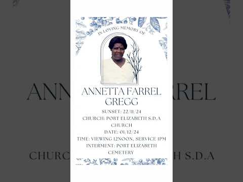 Annetta Farrel Gregg | Funeral Announcement #Obituaries #SVG #ObituariesSVG