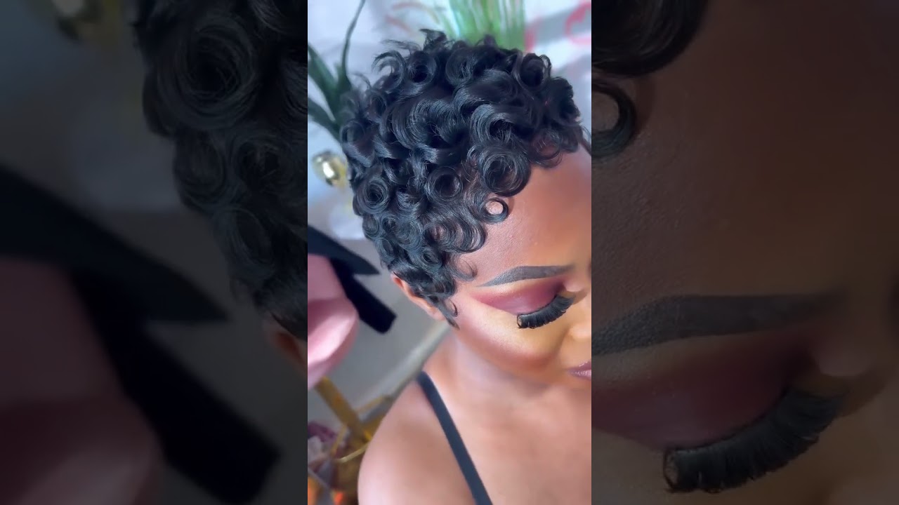 Pin curls pixie cut tutorial. #pixiecut #pixiehaircut #pixiecuttutorial #bettyboop #pincurls