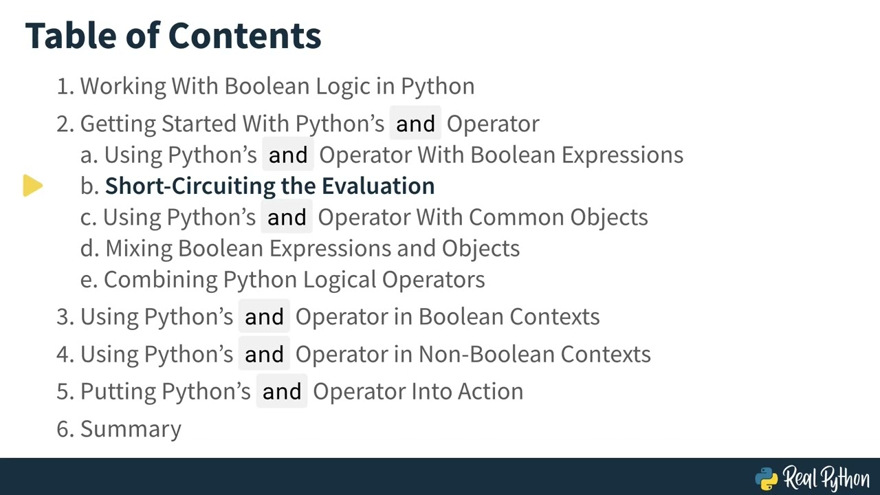 Using Python's and Operator
