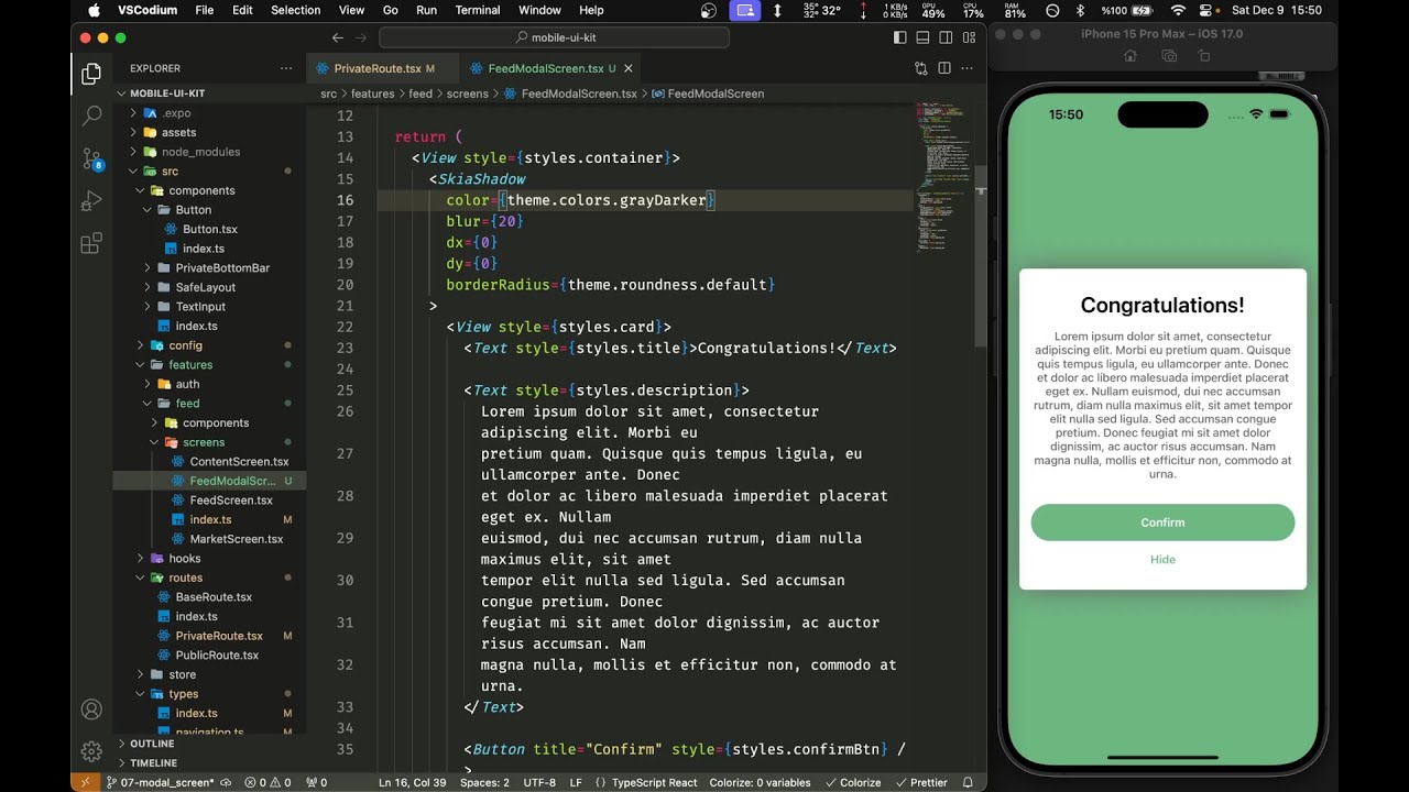ASMR Programming - React Native Modal Screen Design  - No Talking