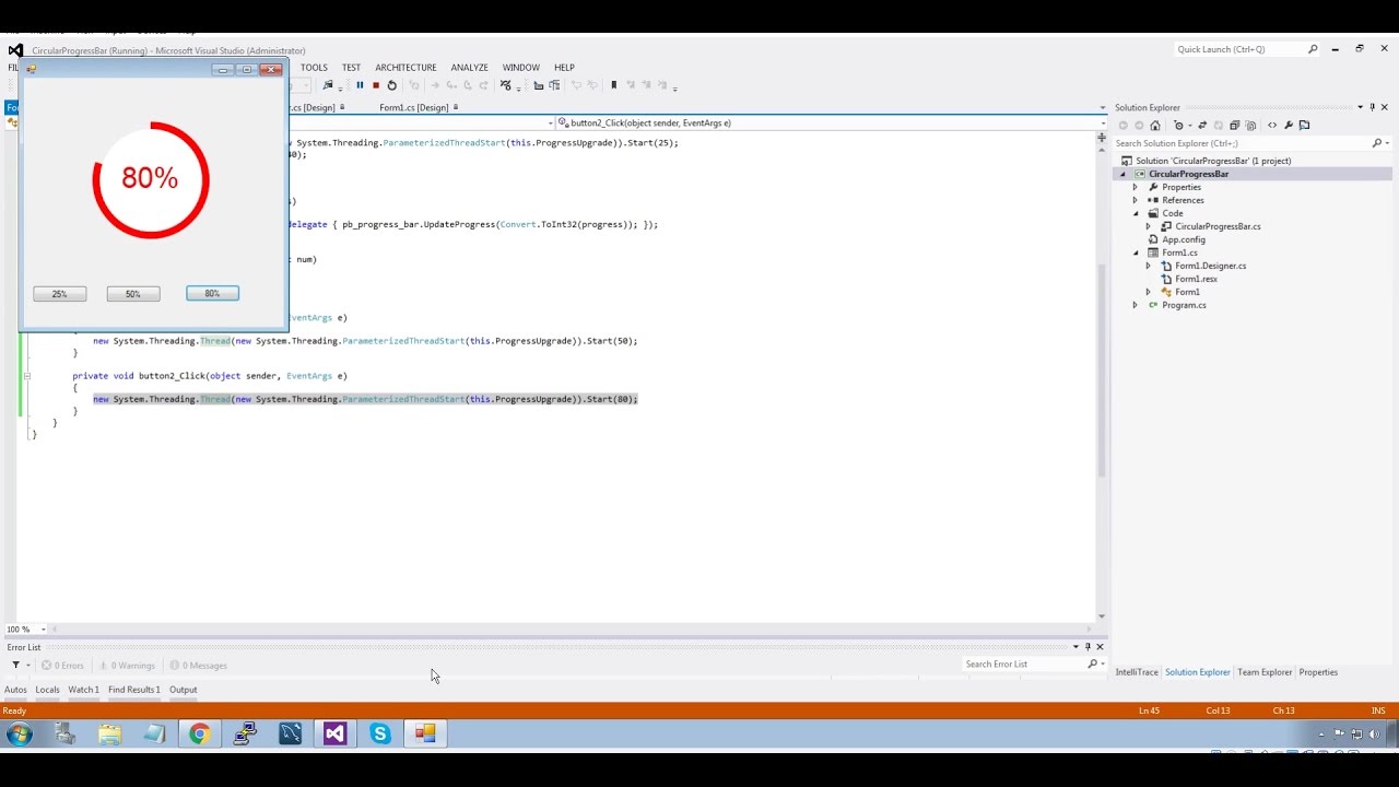 Add Event in Circular Progressbar control