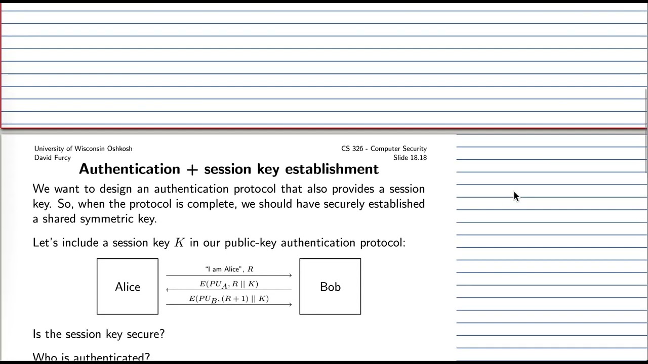 [Computer Security] Remote user authentication [8/9]: Authentication with session key establishment
