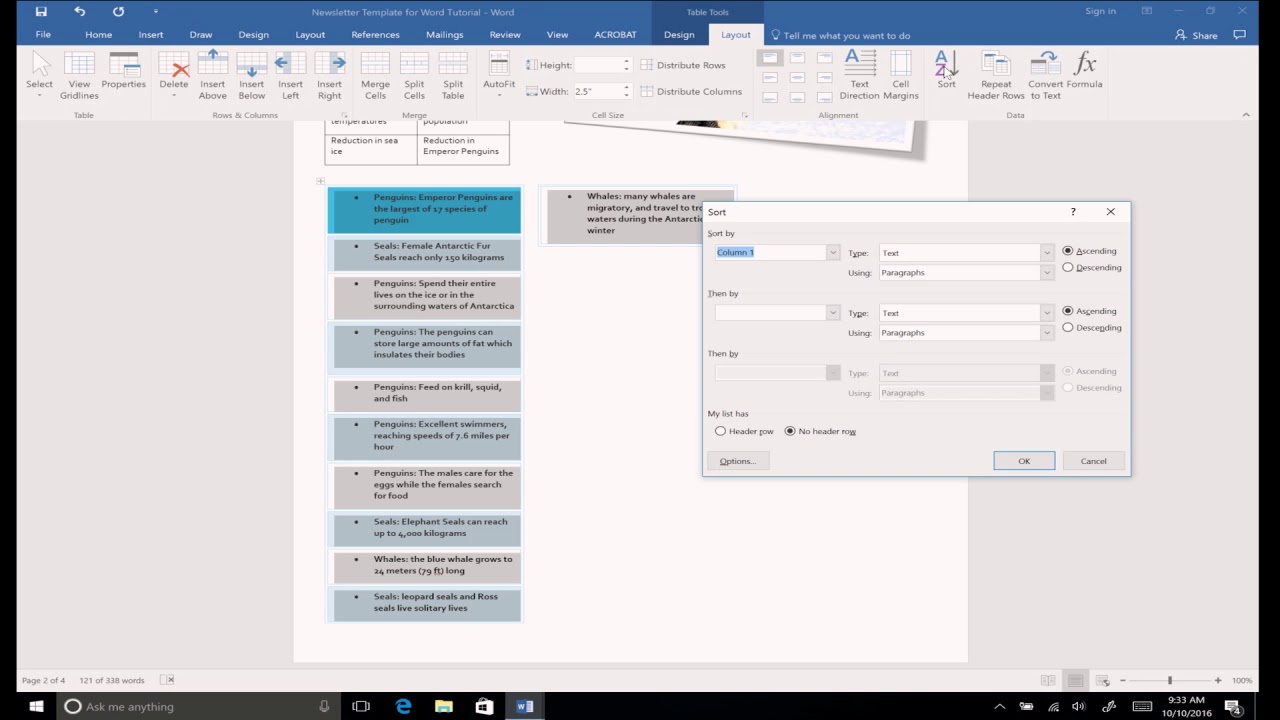 Microsoft Word 2016 - Module 12:Modify a Table