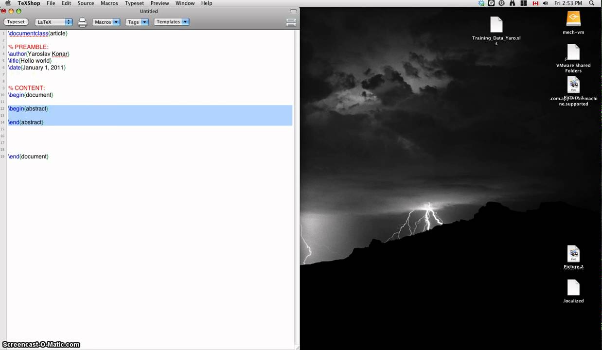 LaTeX Tutorial 2: helloworld - with a title and abstract