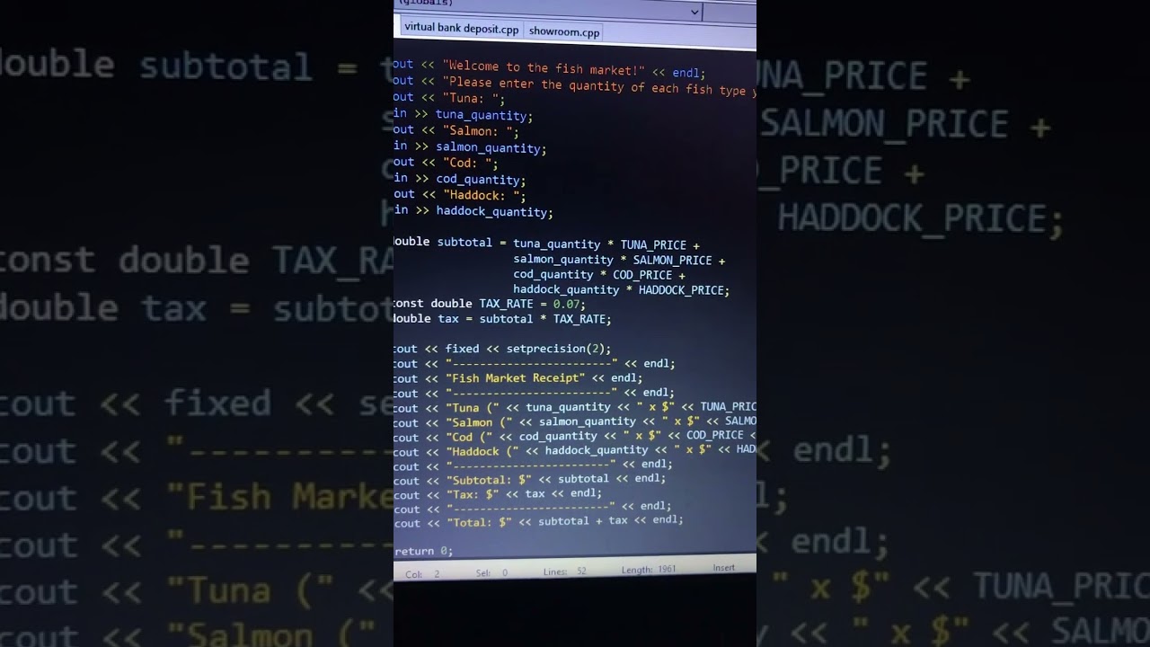 fish market c++#coders #codemasters #codinglife #codingninja #coderstokyo #codelife #code #coding