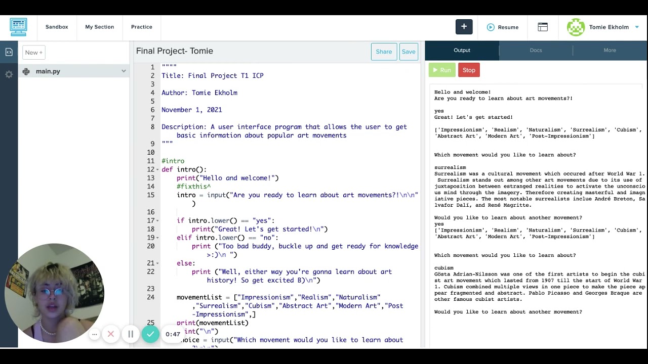 Final Project  Tomie   CodeHS