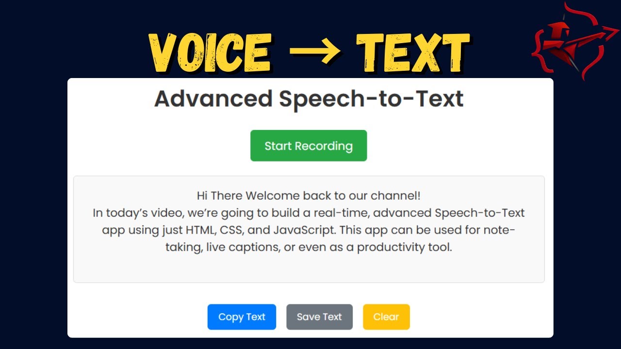 Speech Recognition in JavaScript | Build a Voice-to-Text Web App