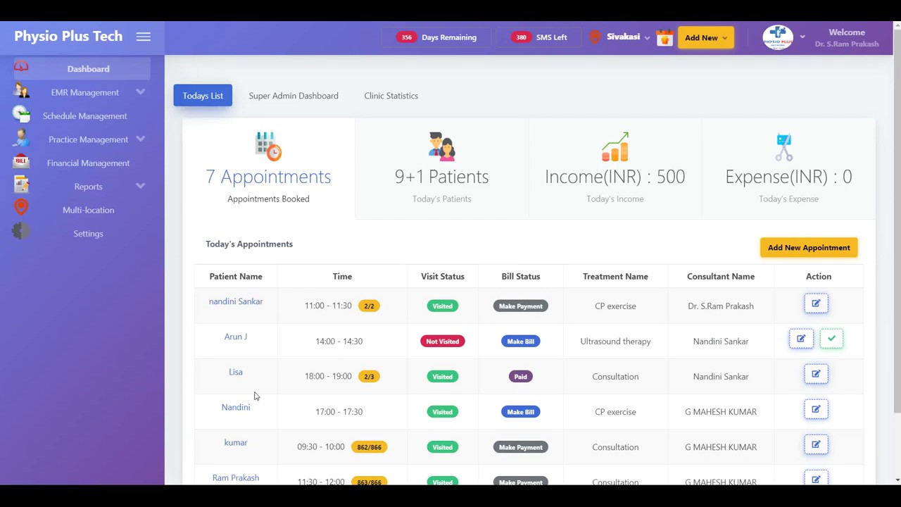 Fastest way to make a Bill : Physio Plus Tech: Physiotherapy Clinic Management Software