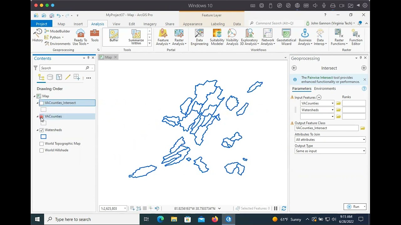 arcGISPro union intersect