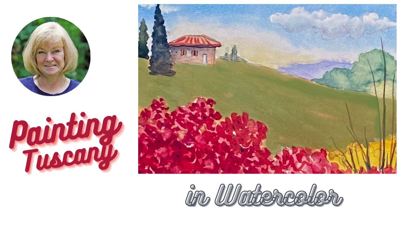Easy Tuscany Landscape Painting in Watercolor - Step by Step Demonstration