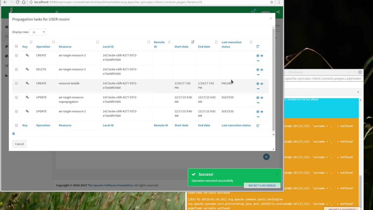 Apache Syncope 2.0: Log Viewer