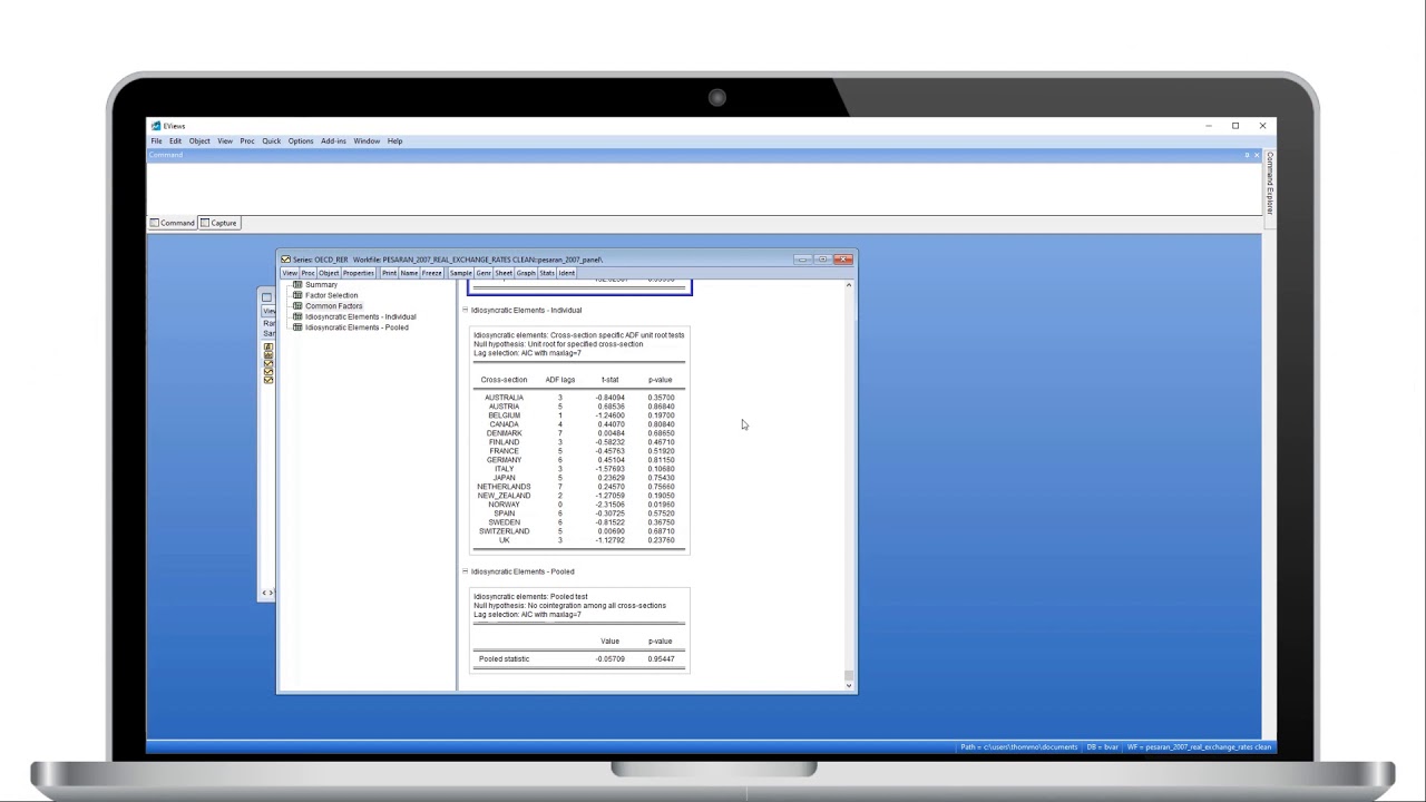 Cross-sectionally Dependent Panel Unit Root Tests in EViews 12