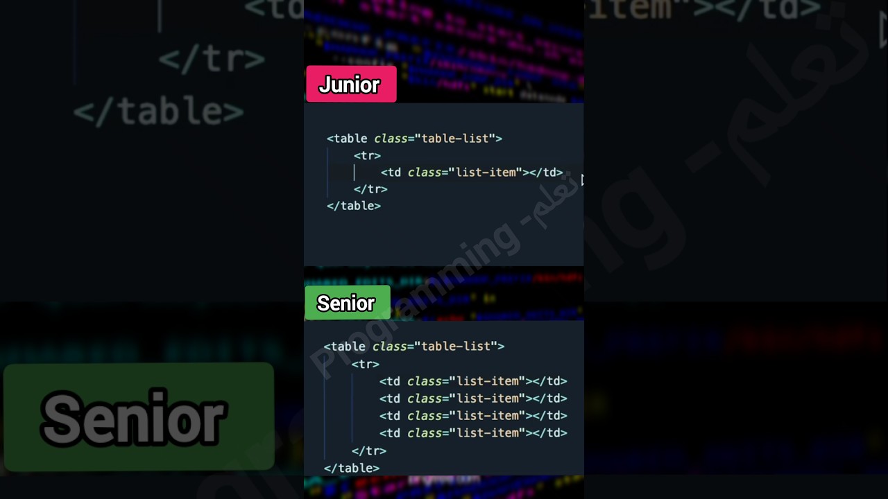 Junior Vs Senior (td tr) developer  programming javascript html coding css html5 webdevelopment 💻🌐
