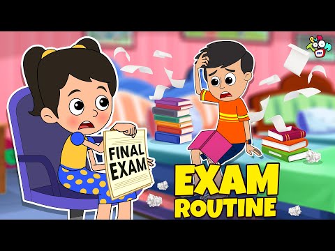 Exam का Routine | Students during exams | Exam ki Tension | कार्टून | Moral Story | PunToon Kids