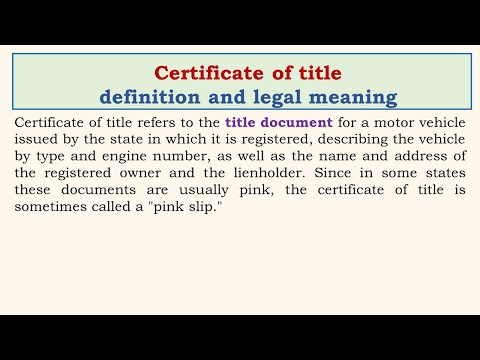 Certificate of title definition and legal meaning