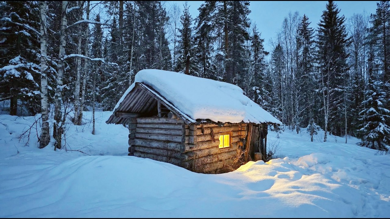 Surviving 2 Days in an Abandoned Log Cabin | Winter Bushcraft & Survival