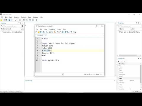Input simple datasets into Stata