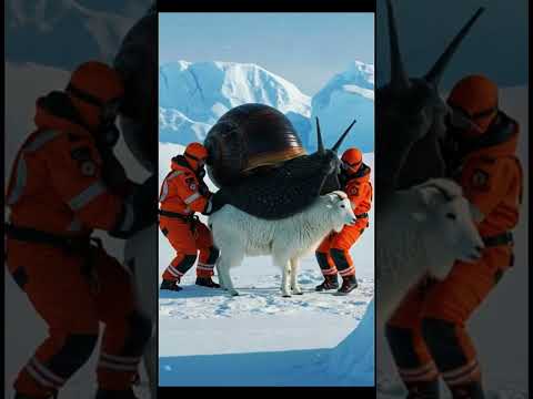 Frozen Goat Trapped by Giant Snail – Dramatic Animal Rescue#AnimalRescue #SnowGoat #GiantSnail #