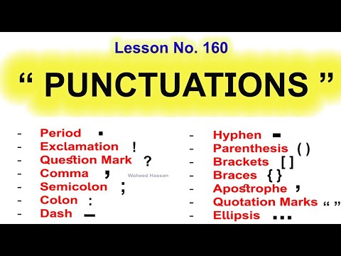 Punctuation Marks Names Rules and Useful Examples in urdu Lesson 160 by Waheed Hassan