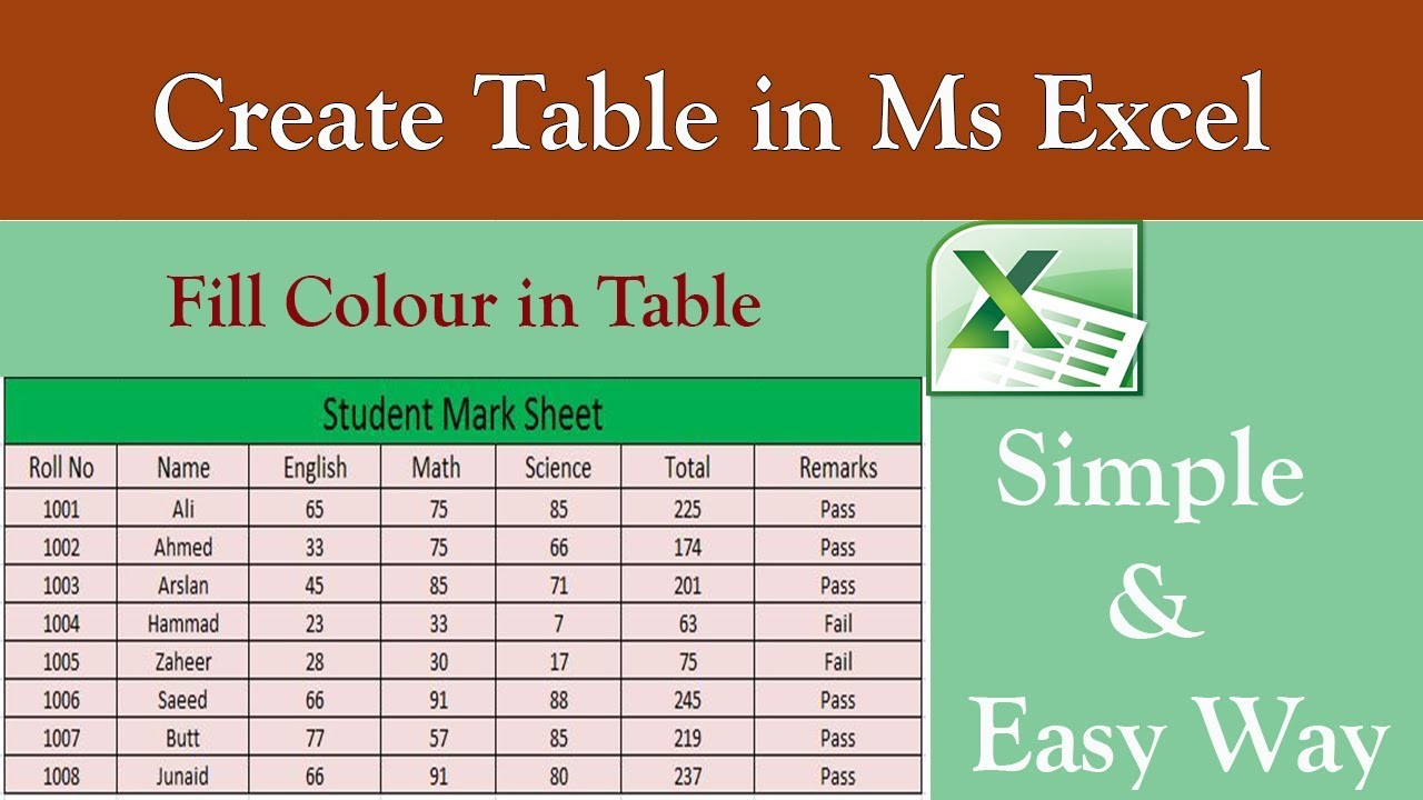 How to Create Marksheet in Excel simple and Easy Way