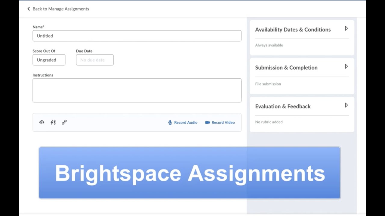 New Brightspace Assignments Create & Edit Experience