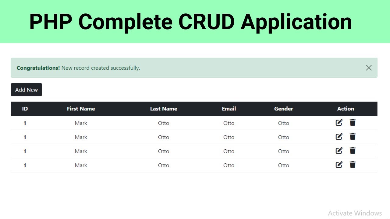 PHP CRUD Operations with MySQL Database & Bootstrap 5 - Select, Insert, Update, Delete