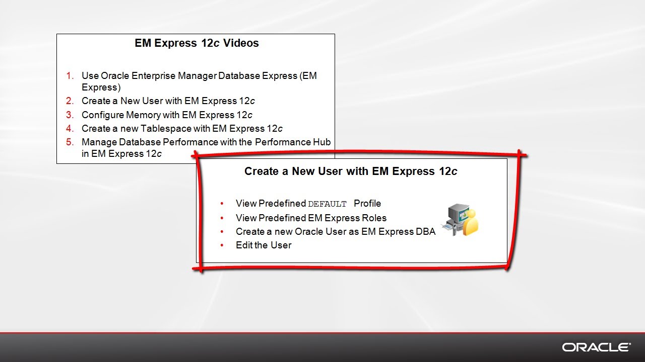 Create a new User with EM Express 12c