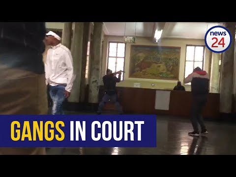 WATCH: Police draw arms as rival gang members clash in Joburg court