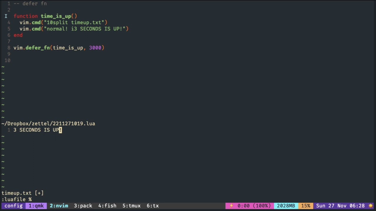 Lua Tutorial Neovim: one-off timer [ async ]