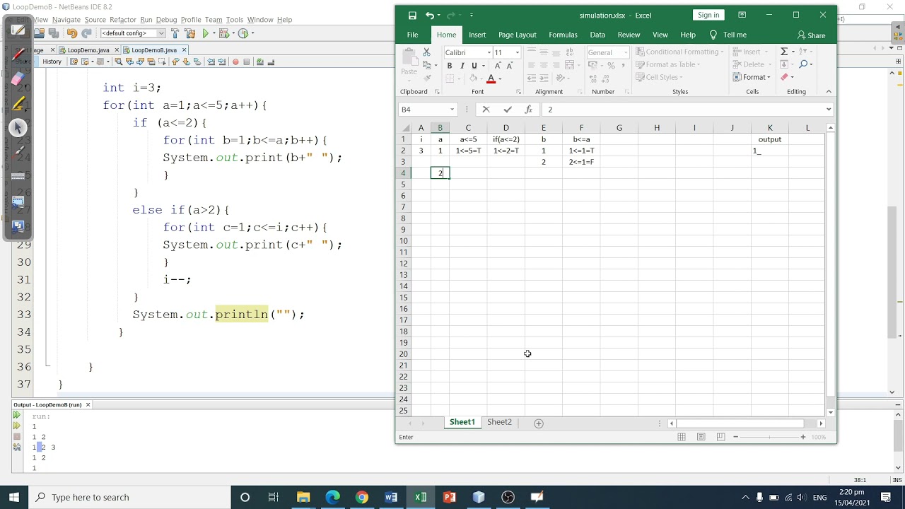 Nested Loop - Pattern Simulation Example in Java