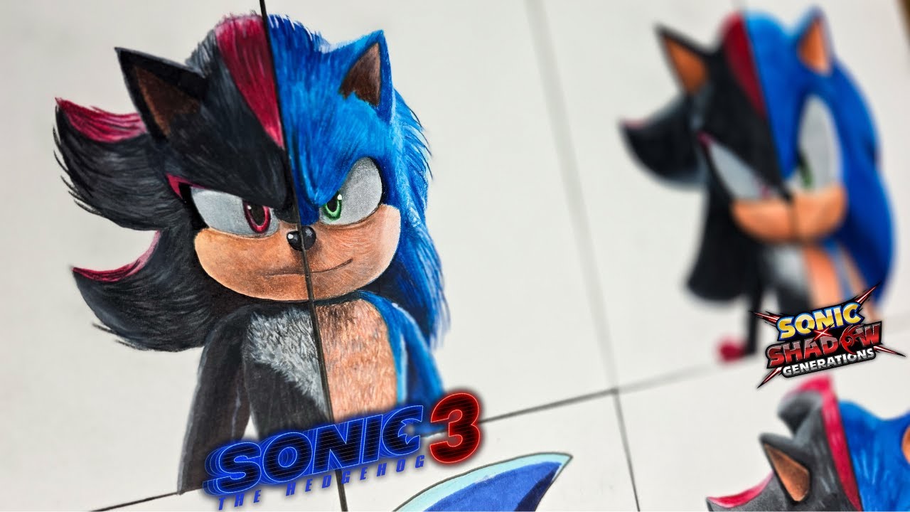 Drawing SONIC VS SHADOW in 4 Different Styles Part 3